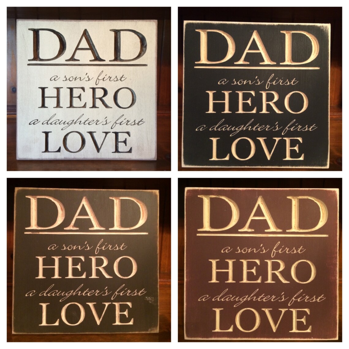 Custom Carved Wooden Sign - "dad A Sons First Hero A Daughters First ...