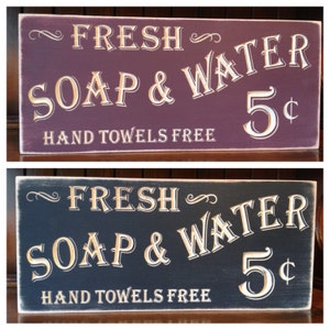 Custom Carved Wooden Sign - "fresh Soap & Water ... Hand Towels Free ...
