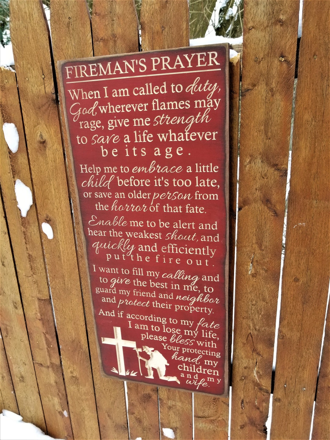Custom Carved Wooden Sign - "fireman's Prayer" - Etsy
