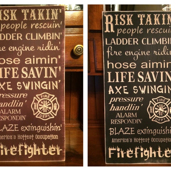 Firefighter Wooden Sign - Etsy