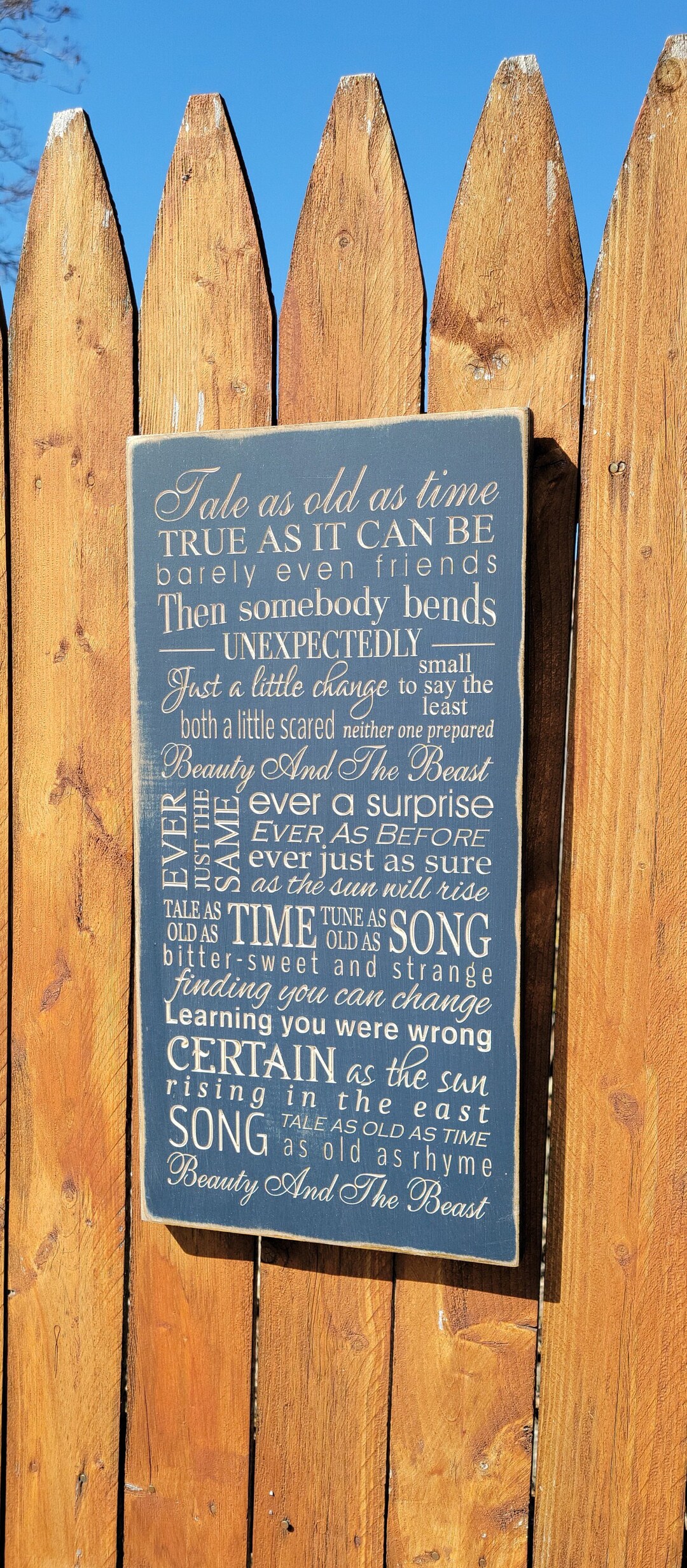 Custom Carved Wooden Sign - "tale as Old as Time, Song as Old as Rhyme ...