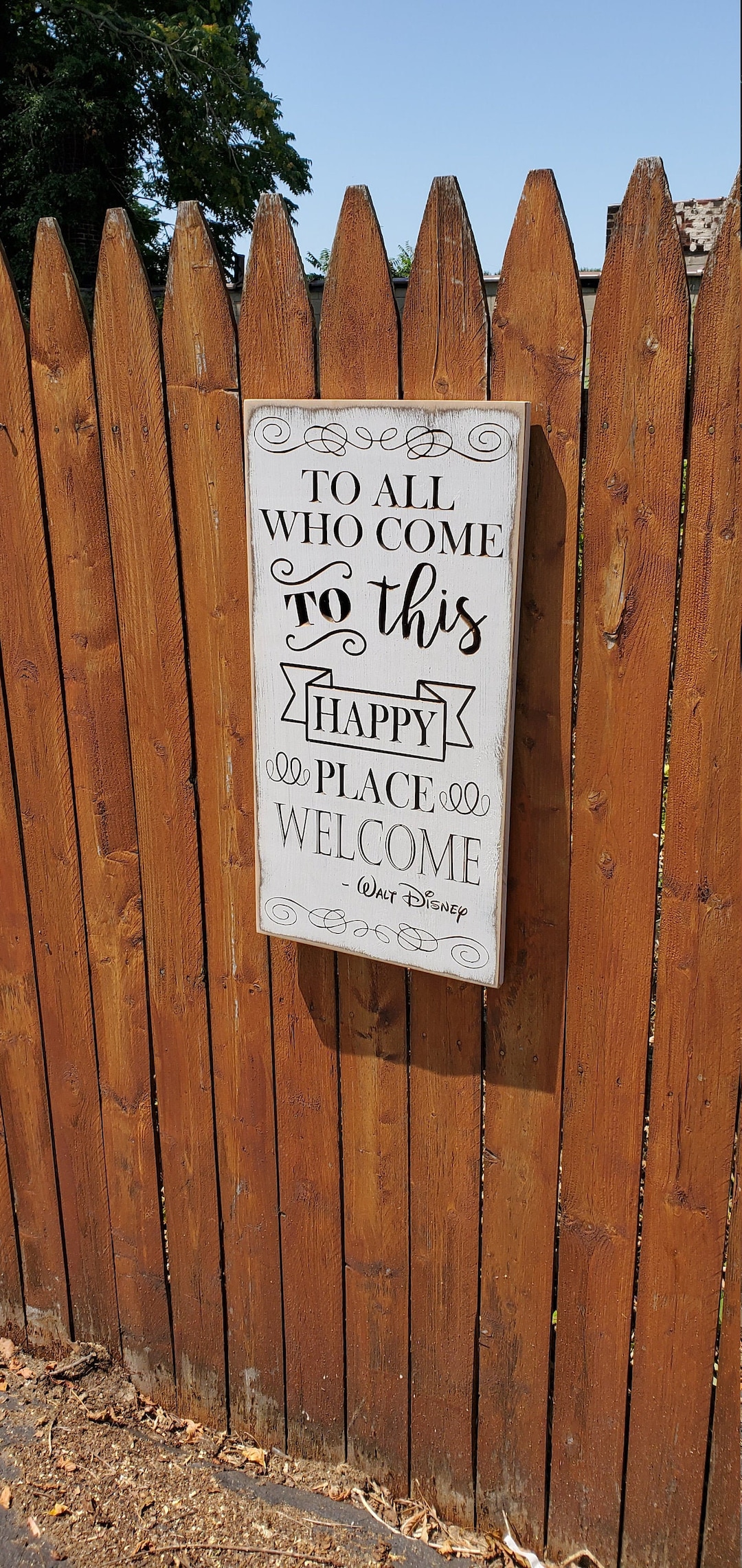 Custom Carved Wooden Sign - "to All Who Come to This Happy Place ...