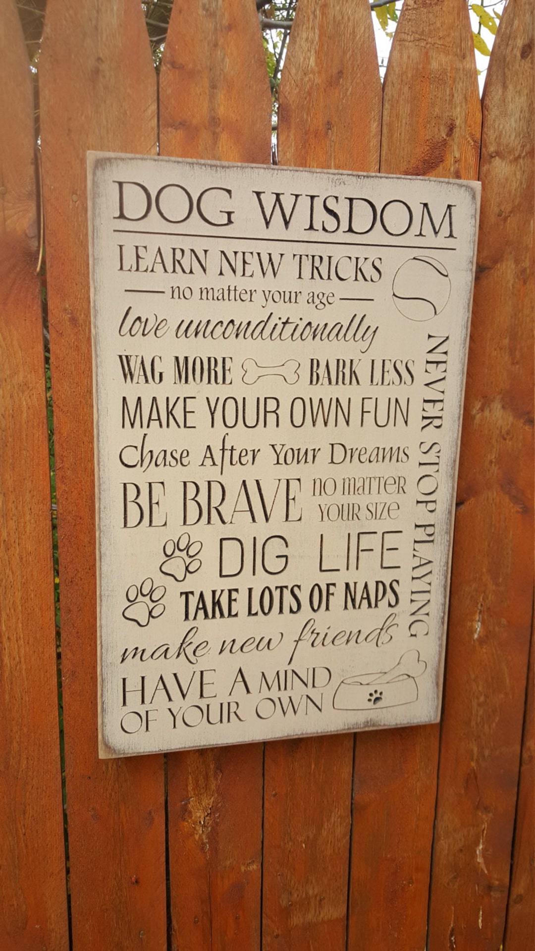 Custom Carved Wooden Sign dog Wisdom - Etsy