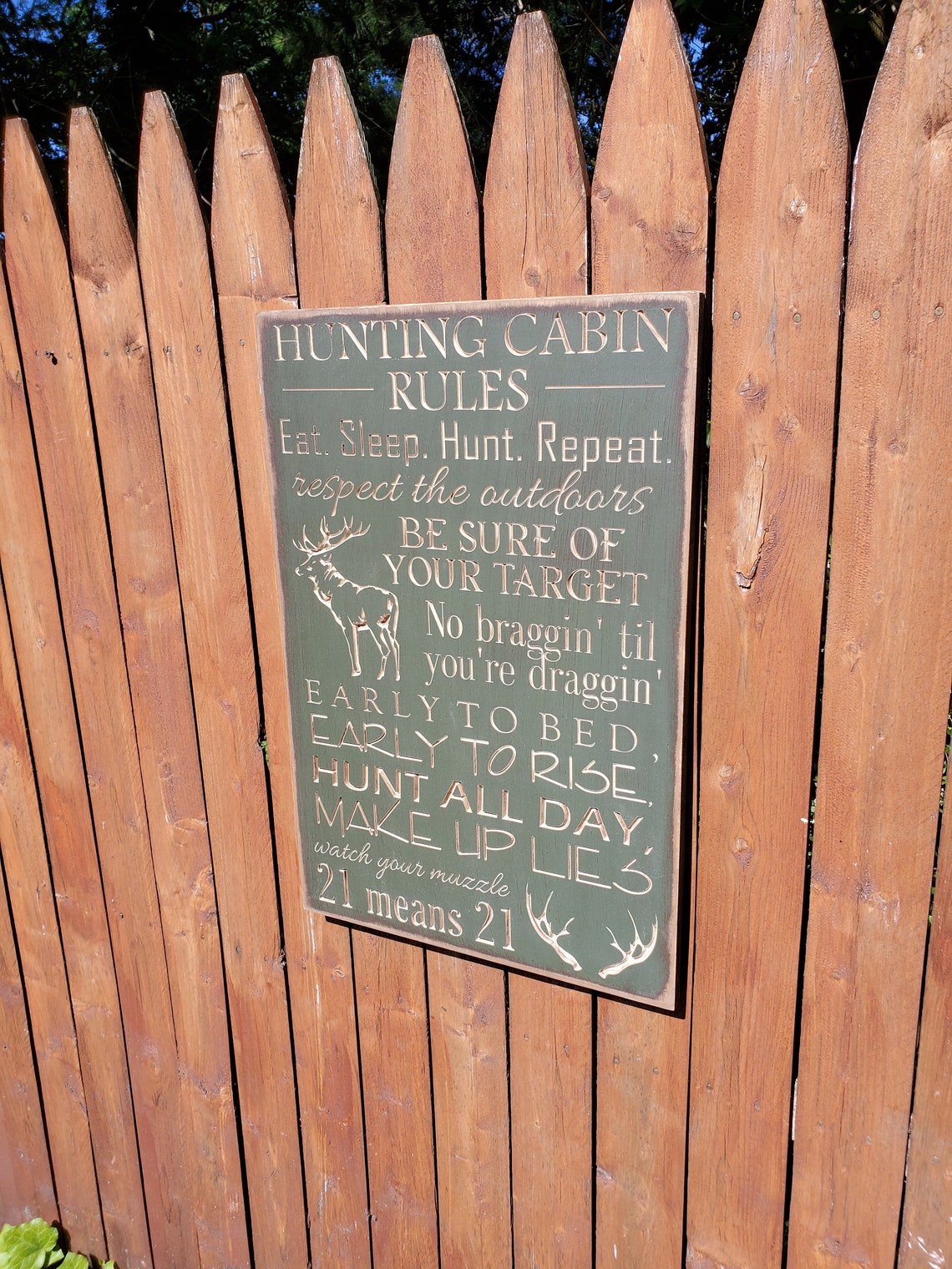 Custom Carved Wooden Sign hunting Cabin Rules - Etsy