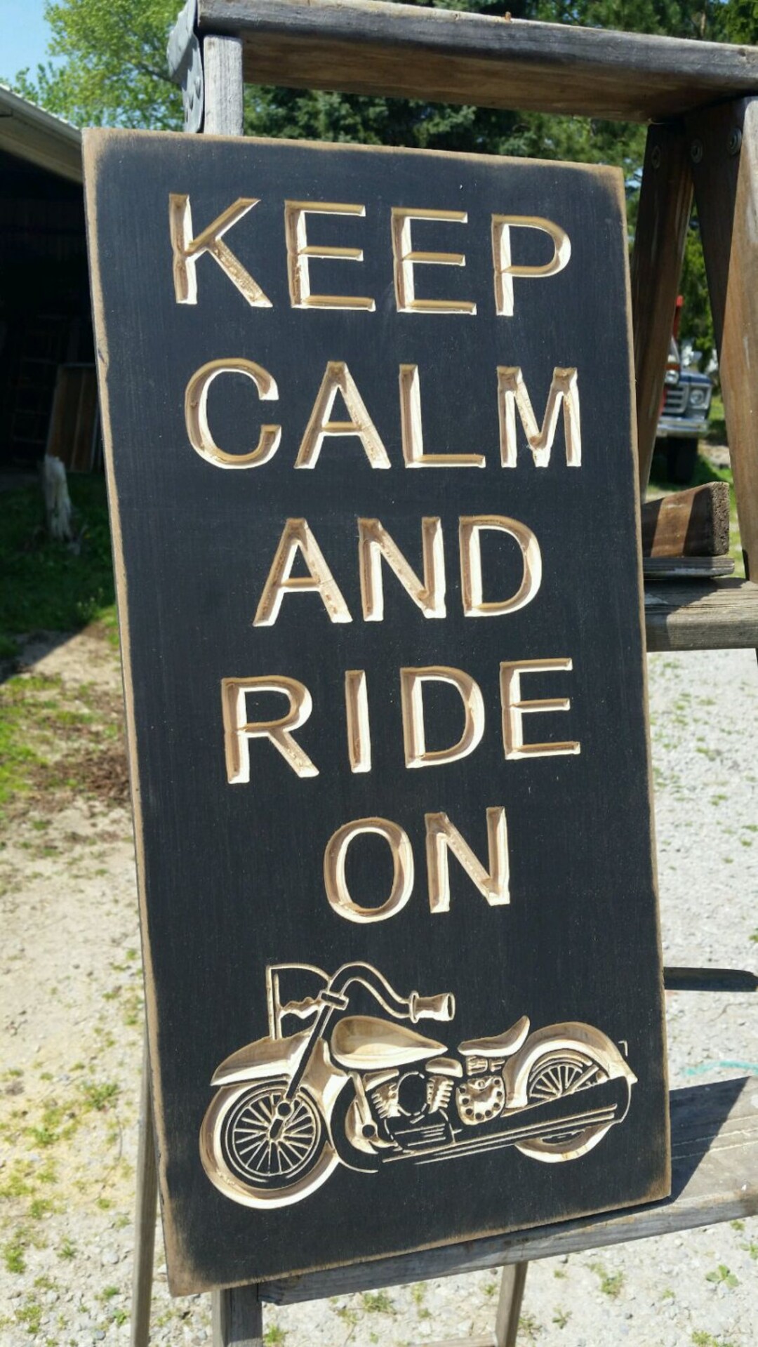 Custom Carved Wooden Sign keep Calm and Ride On - Etsy