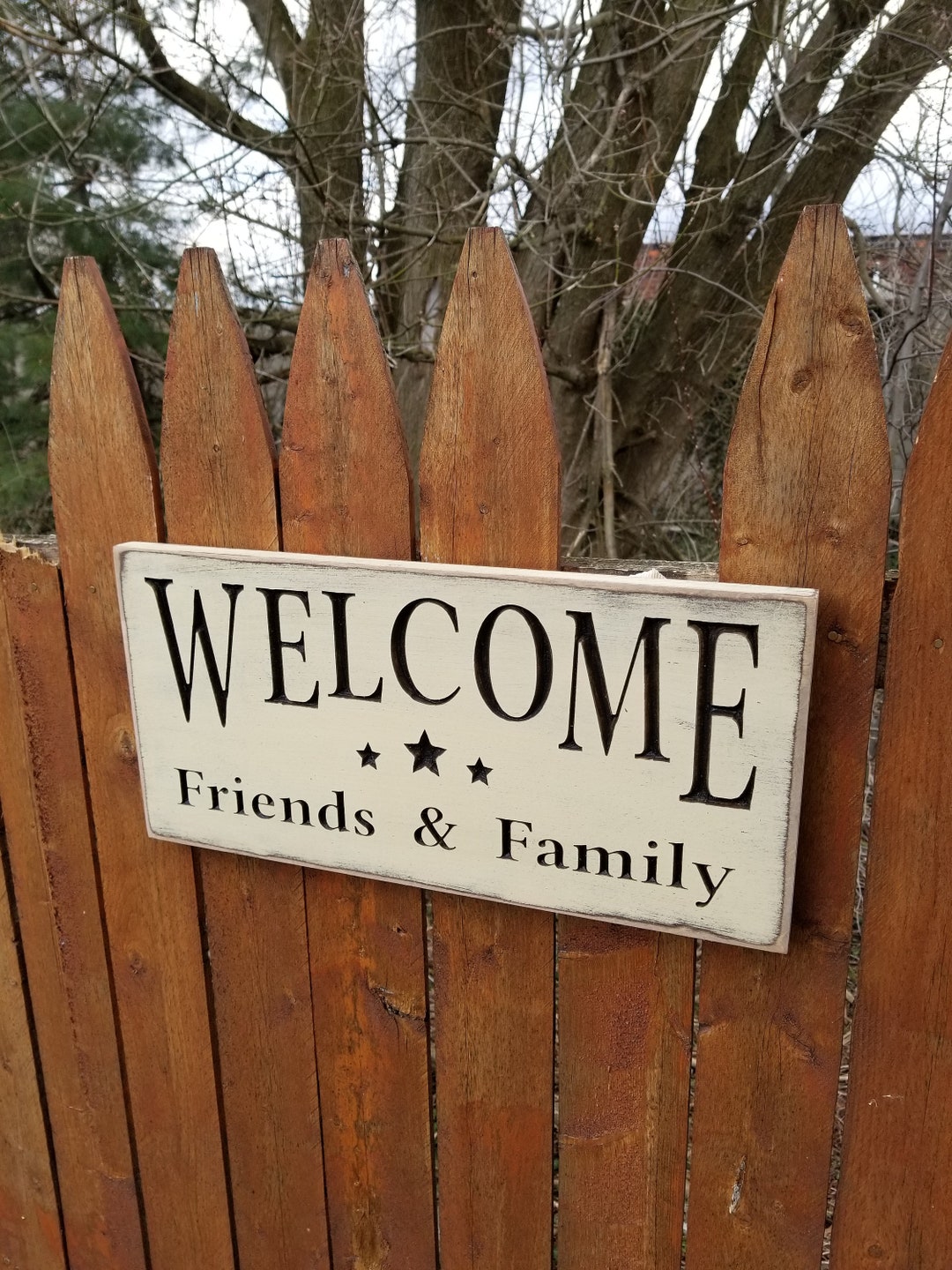 Custom Carved Wooden Sign welcome Friends & - Etsy