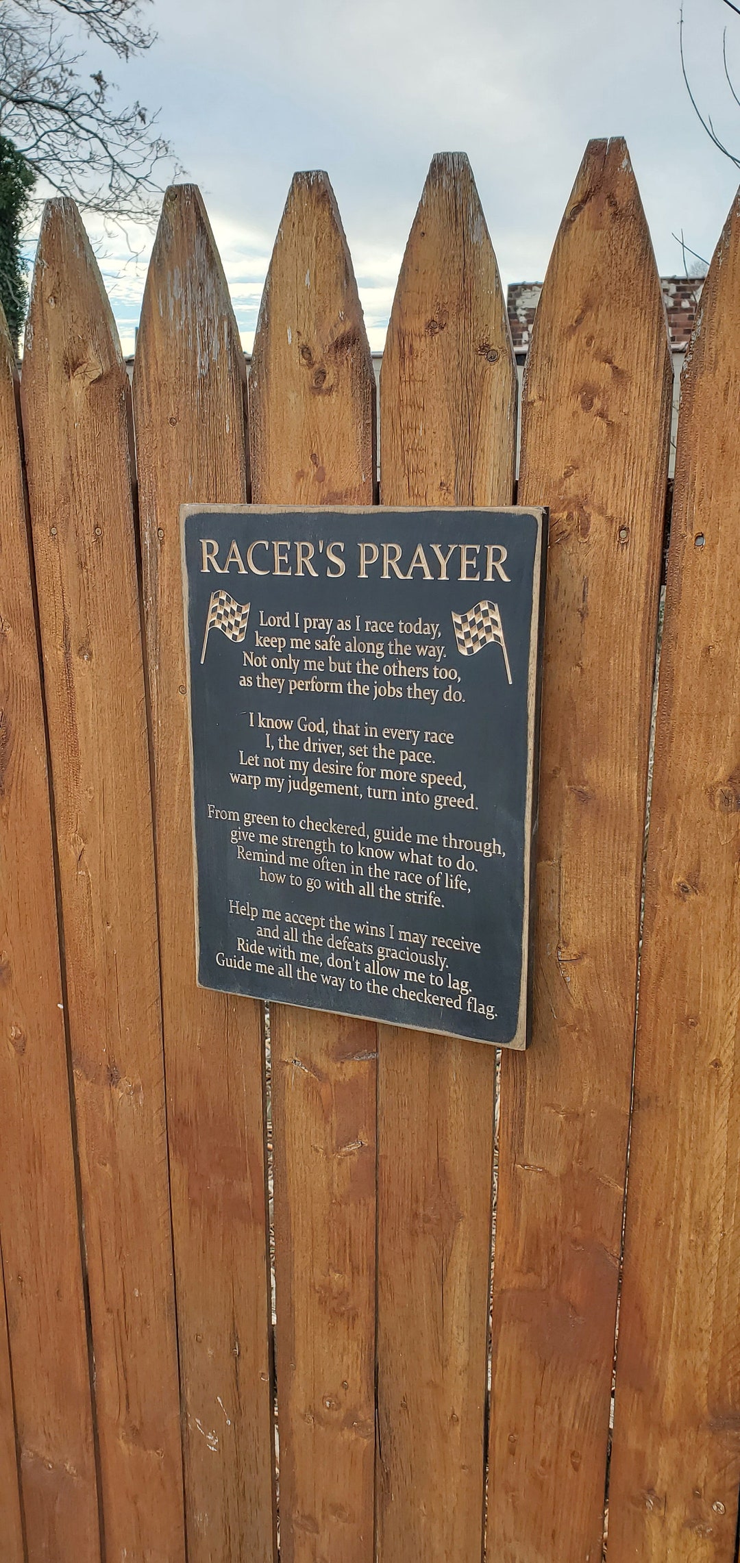 Custom Carved Wooden Sign - "racer's Prayer - Lord Pray as I Race Today ...