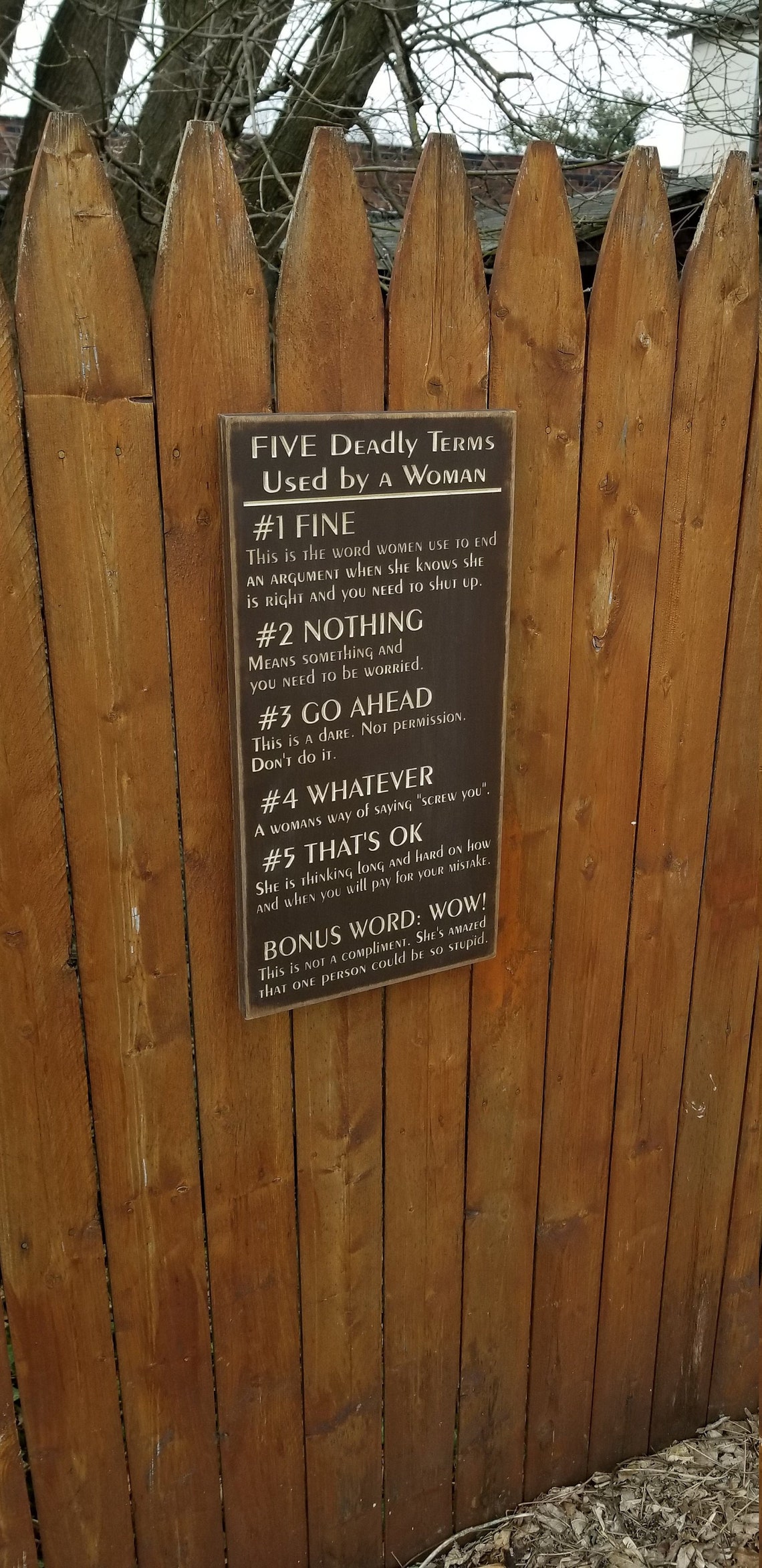 Custom Carved Wooden Sign - "five Deadly Terms Used by A Woman" - Etsy