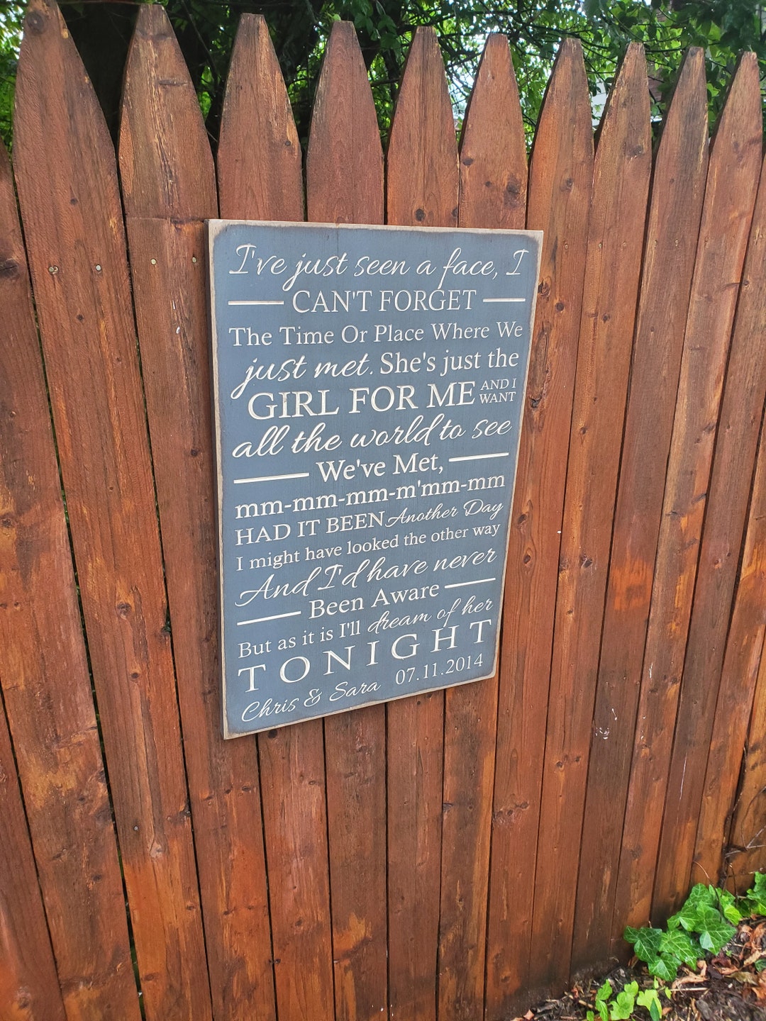Personalized Carved Wooden Sign - "i've Just Seen a Face I Can't Forget ...
