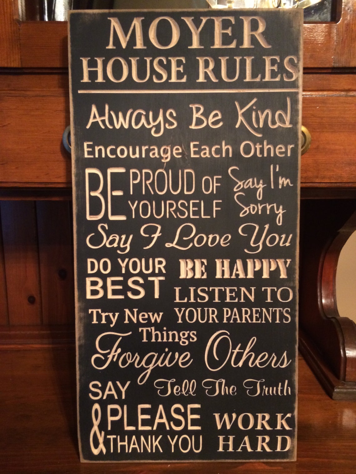 Personalized Carven Wooden Sign - House Rules - Etsy