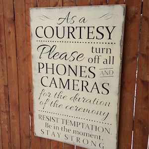 Custom Carved Wooden Sign - "as A Courtesy, Please Turn off All Phones ...