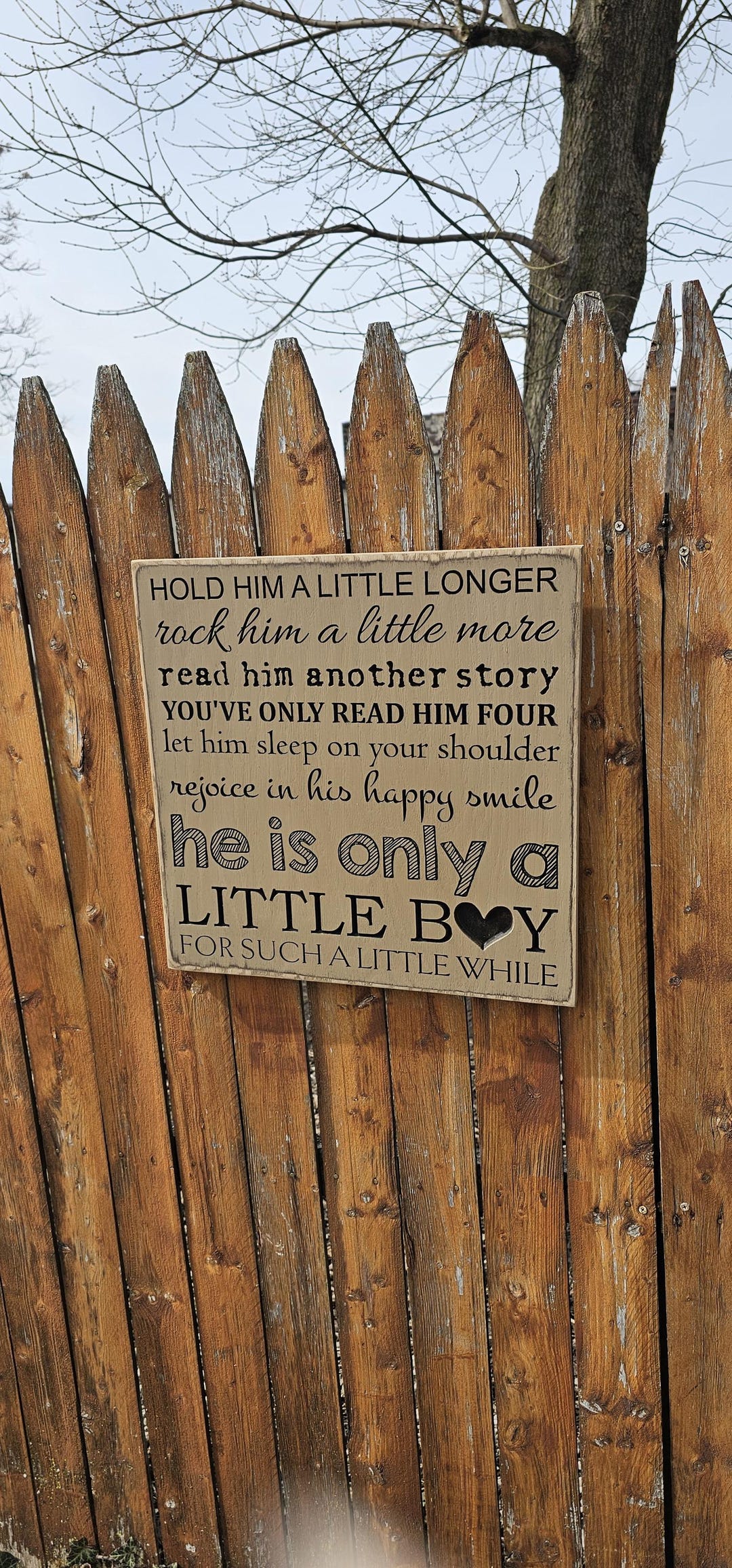 Custom Carved Wooden Sign - "hold Him A Little Longer, Rock Him A ...