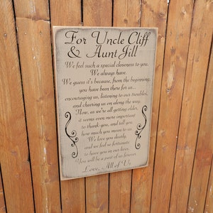 Personalized Carved Wooden Sign - to Aunt & Uncle, From Nieces And/or ...