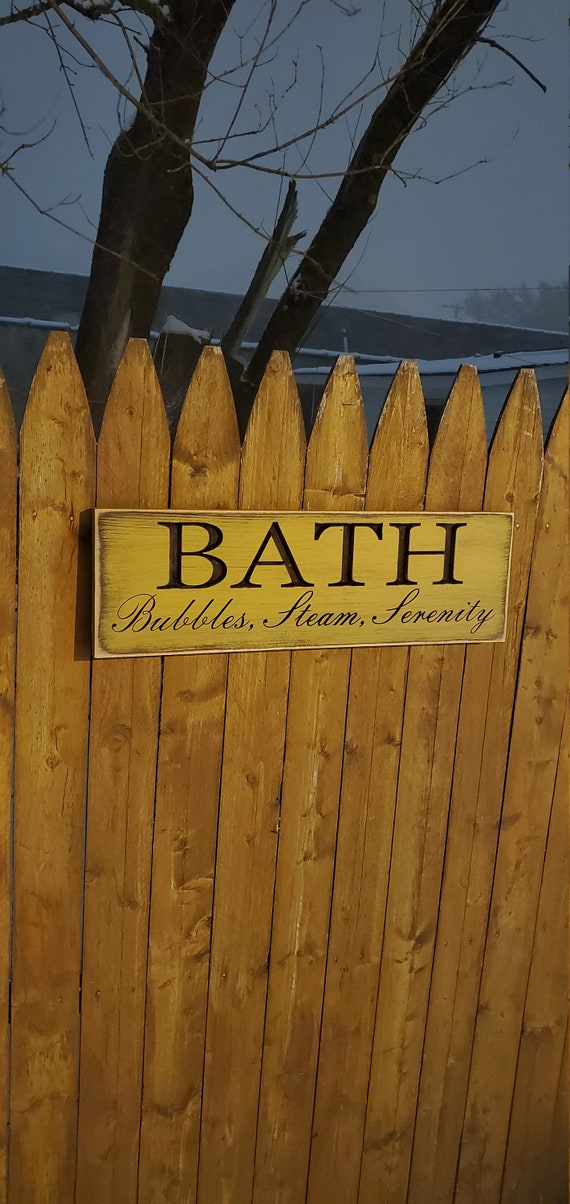 Custom Carved Wooden Sign bath ... Bubbles Steam | Etsy