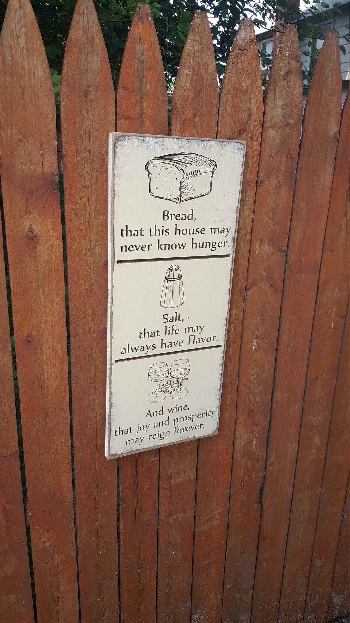 Custom Carved Wooden Sign - "bread, Salt, and Wine" - Etsy