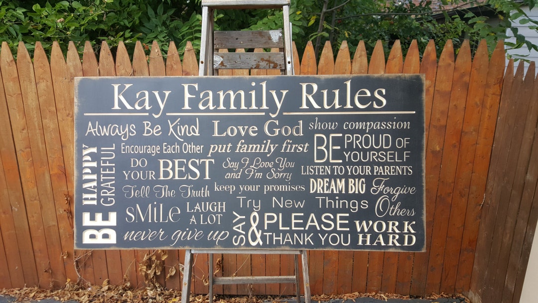 Personalized Custom Carved Wooden Sign - " Family House Rules ..." - Etsy