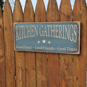 Custom Carved Wooden Sign kitchen Gatherings ... 6x24, 8x18, 10x24 - Etsy
