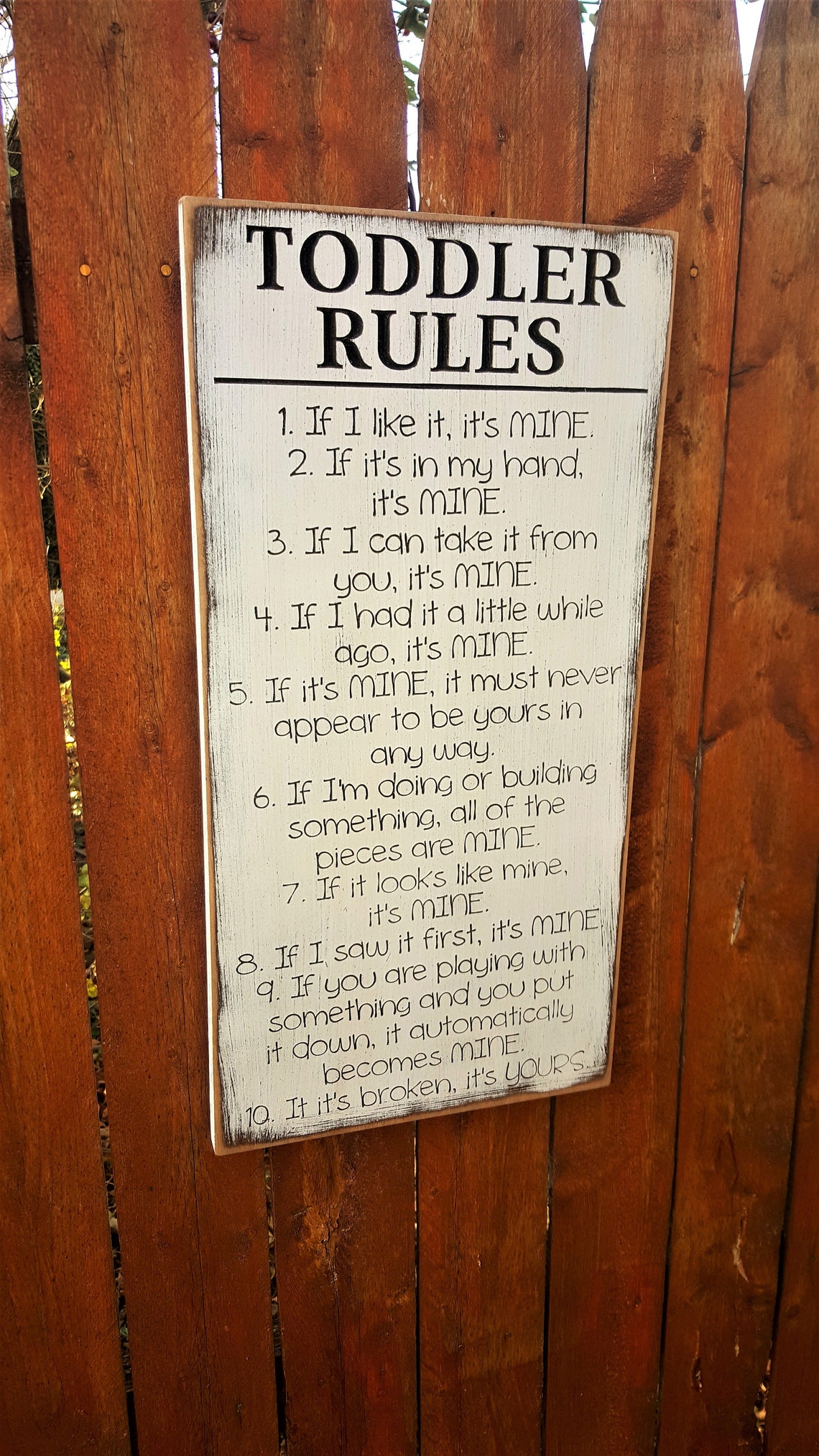 Custom Carved Wooden Sign - "toddler Rules - If I Like It, It's Mine ...