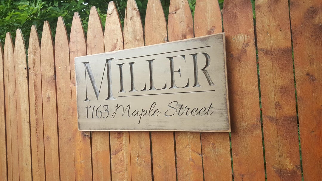 Personalized Family Carved Wooden Sign - Last Name and Address Sign ...