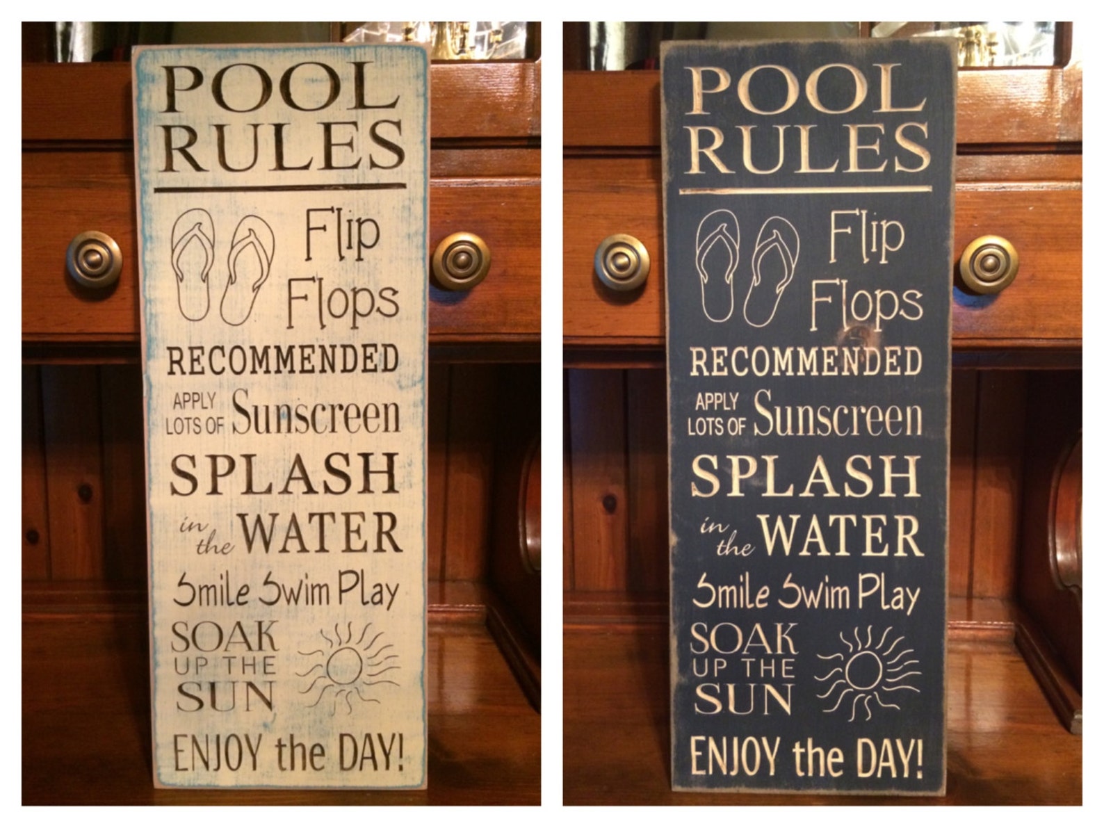 Custom Carved Wooden Sign pool Rules Flip Flops | Etsy