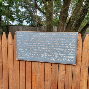 Custom Carved Wooden Sign - "i See Trees of Green, Red Roses Too ...