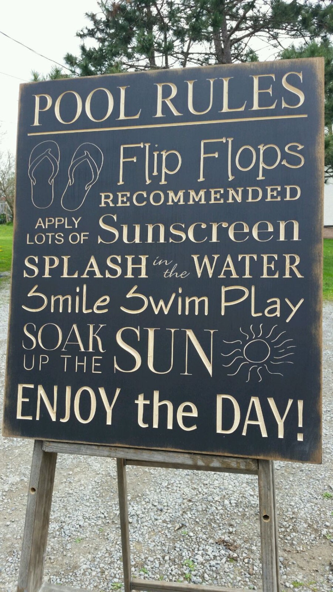 Custom Carved Wooden Sign - "pool Rules" - Etsy