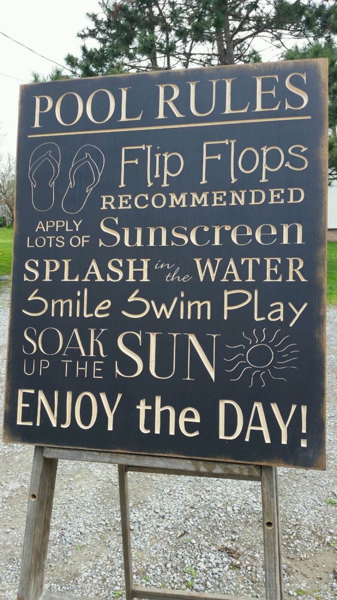 Custom Carved Wooden Sign - "pool Rules" - Etsy