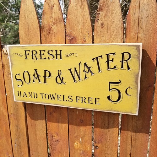 Custom Carved Wooden Sign fresh Soap & Water ... Hand - Etsy