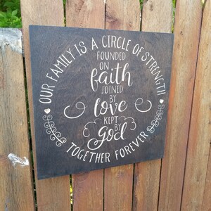 Custom Carved Wooden Sign - "our Family is A Circle of Strength ...