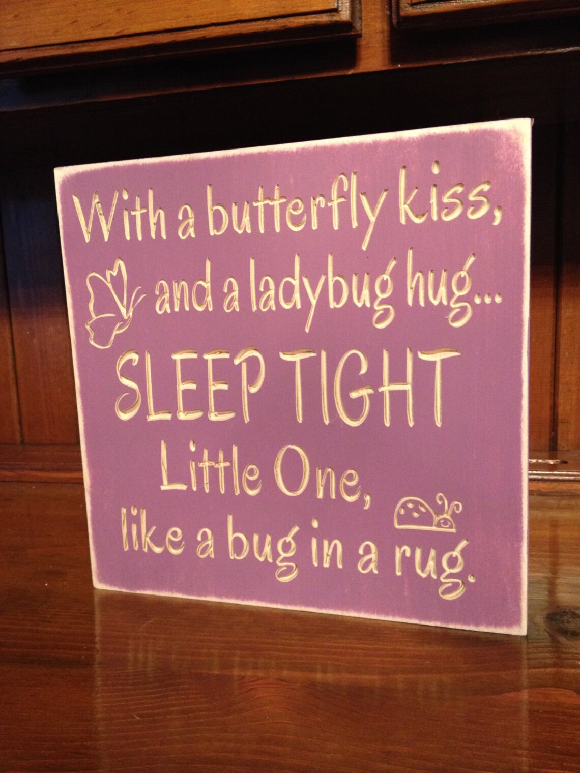 Custom Carved Wooden Sign with A Butterfly Kiss and A - Etsy