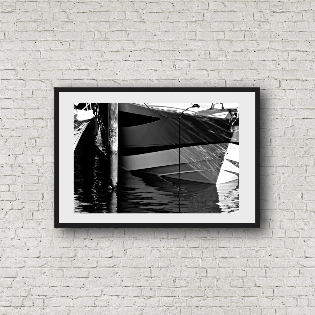 Monochrome, Photo, Print, Home, Decor, Wall Art, Black and White, Boats ...