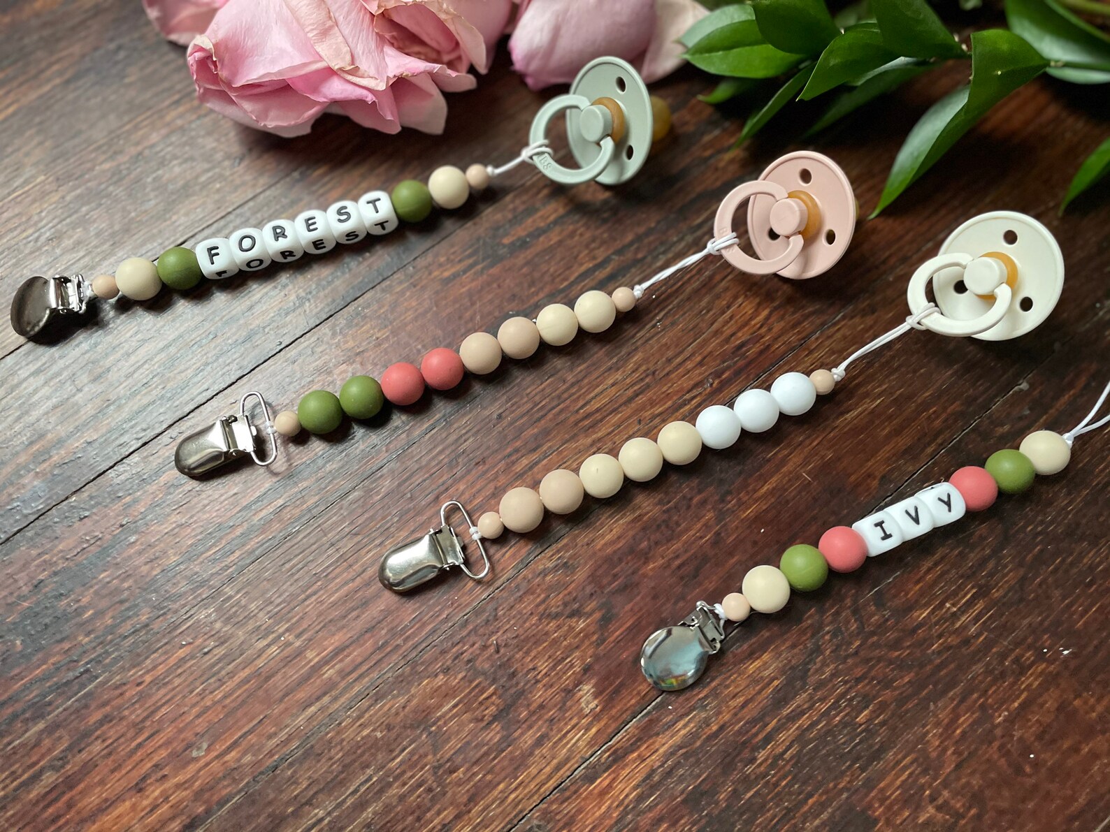 Personalized Name Pacifier Clips Custom Pacifier Clips | Etsy