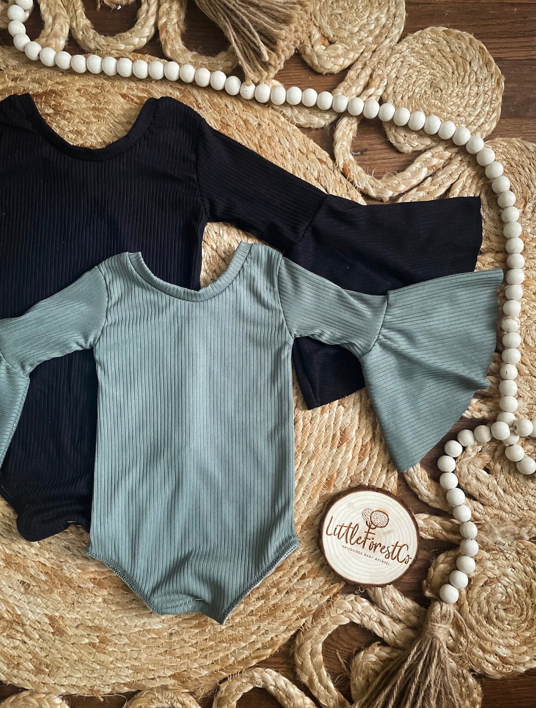 Solid Bell Sleeved Leo Black Bell Sleeved Leo Sage Bell Sleeved Leo ...