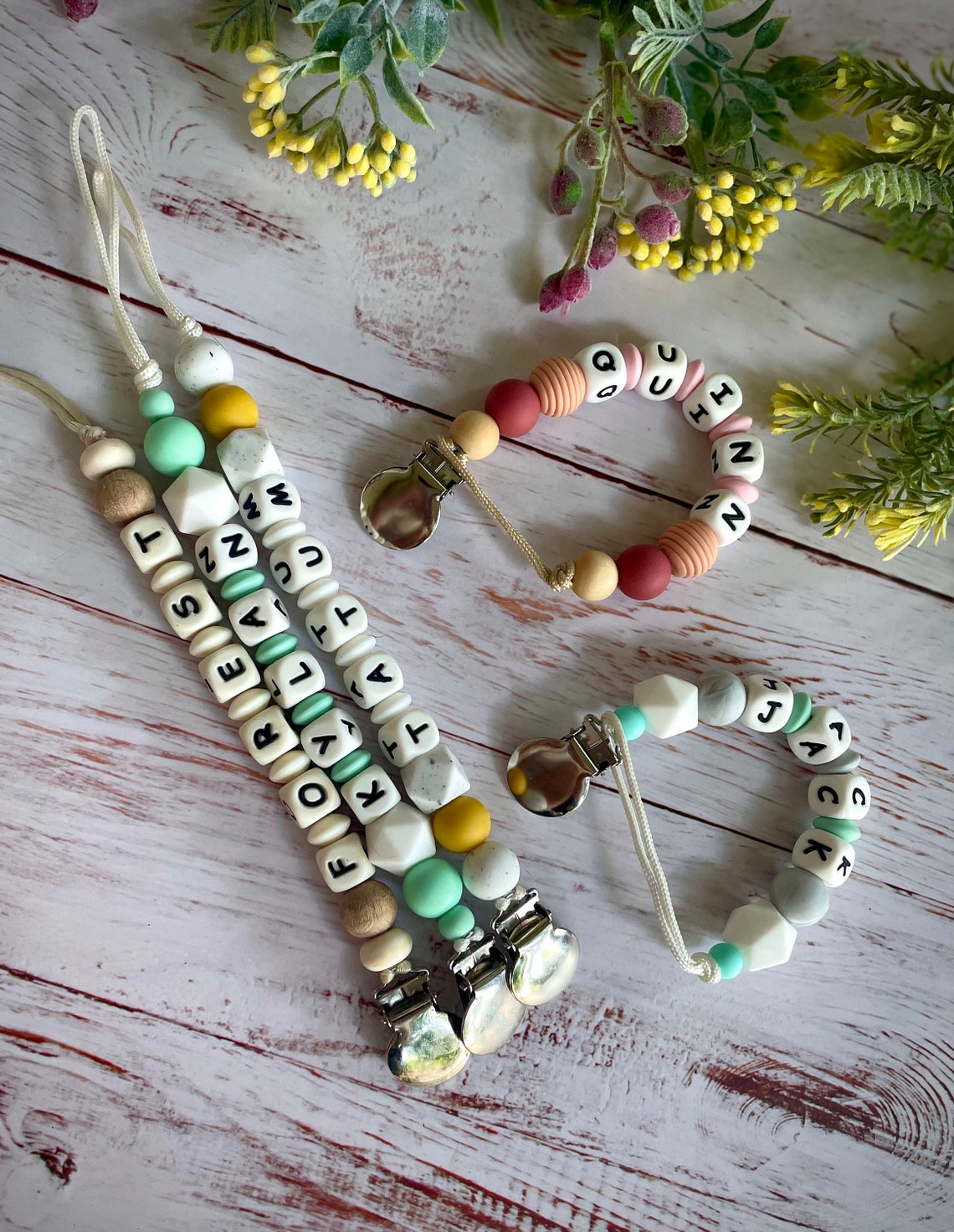 Personalized Name Pacifier Clips Custom Pacifier Clips | Etsy