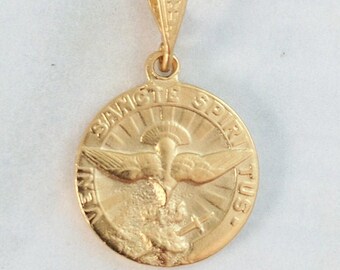 Holy Spirit 18k Yellow Gold Medal - Symbol of Devotion - Etsy