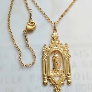 Necklace - Immaculate Conception 22x54mm- 18K Gold Vermeil + 18 Inch ...