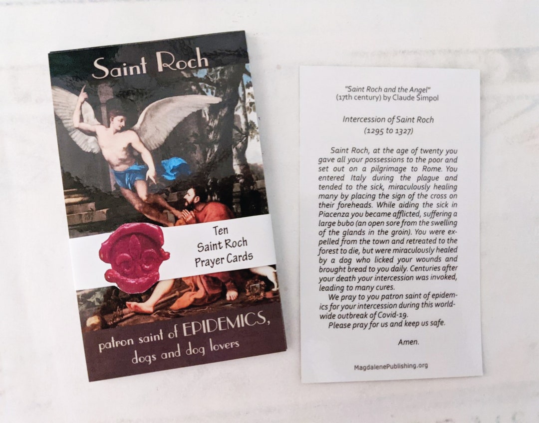 Prayer Cards - Saint Roch - Patron Saint of Epidemics and Dogs - TEN ...
