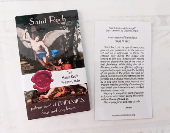 Prayer Cards Saint Roch Patron Saint of Epidemics and Dogs - Etsy