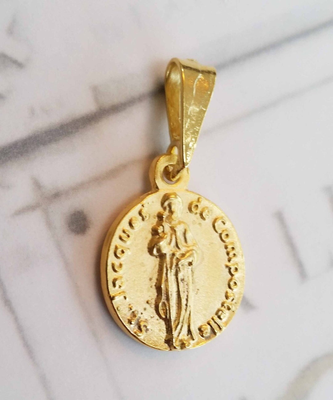 Medal - Saint James of Compostela 18K Gold Vermeil 16mm - Etsy