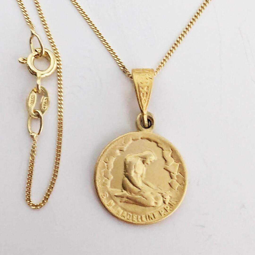 Necklace - Ste Madeleine PPN 15mm - 18K Gold Vermeil + 18 Inch Italian ...