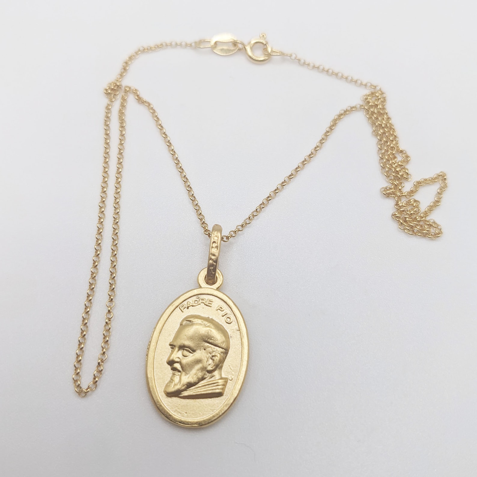 PADRE PIO De Pietrelcina Necklace 17x23mm 18K Gold Vermeil 18 Inch ...