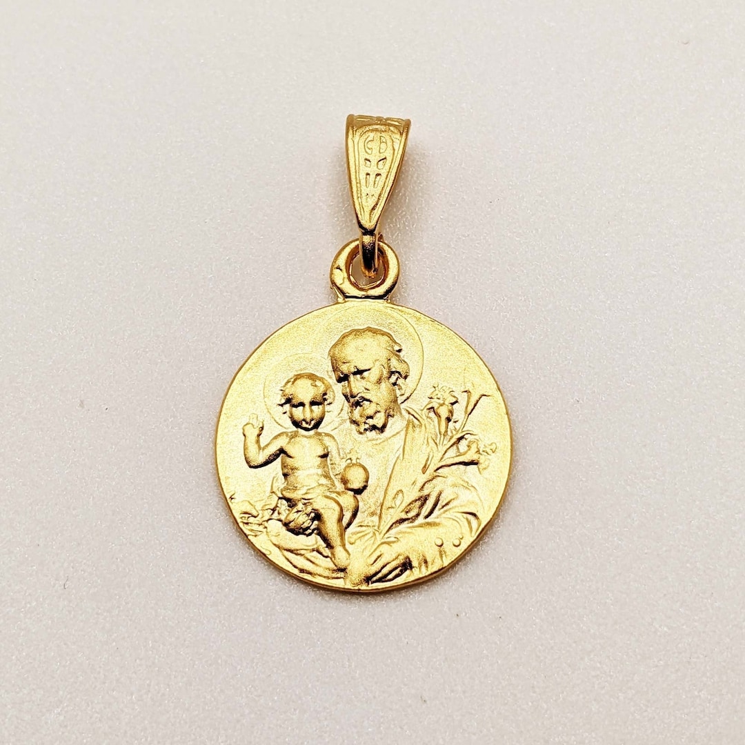 St Joseph With Baby Jesus Medal 18mm - 18K Gold Vermeil - Etsy