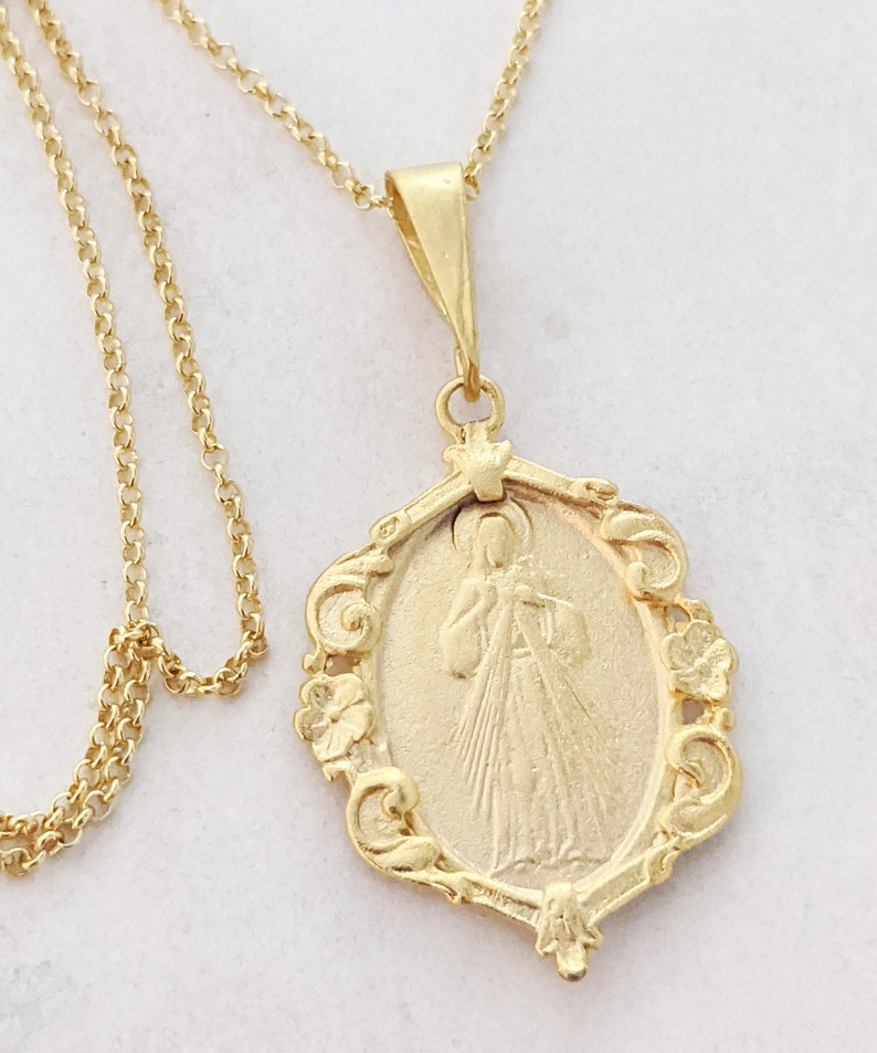 Necklace - Divine Mercy / Jesus I Trust in You! 21x30mm - 18 K Gold ...