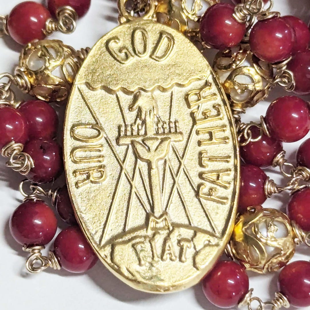 God Our Father Consecration Chaplet 22x35mm Red Coral Stones and ...