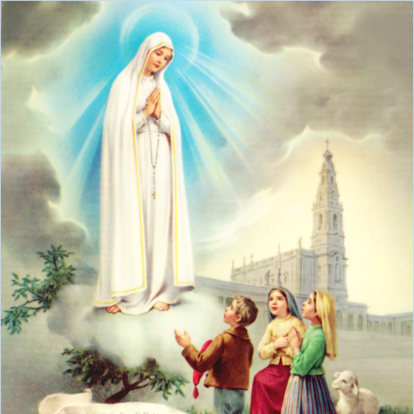 Our Lady of Fatima 16mm Three Children of Fatima 18K Gold - Etsy