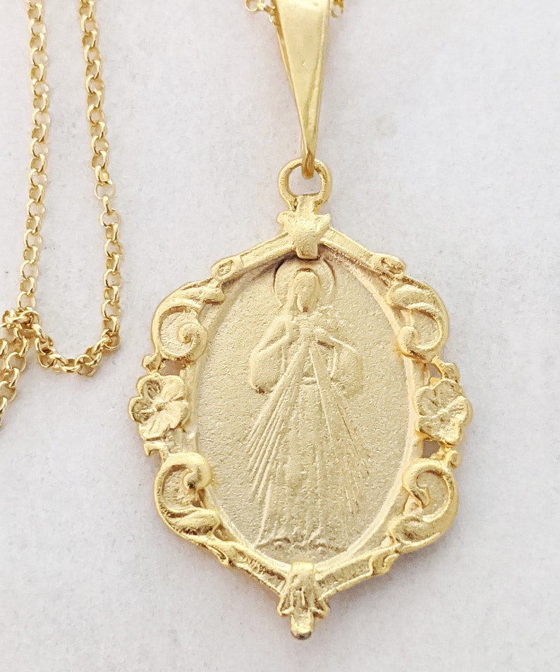 Necklace - Divine Mercy / Jesus I Trust in You! 21x30mm - 18 K Gold ...