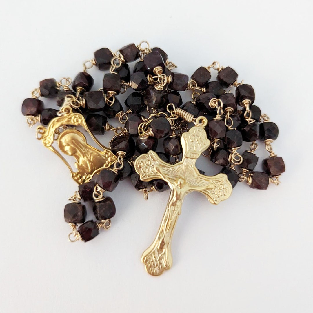 Heavy Garnet Rosary 18K Gold Vermeil - Etsy