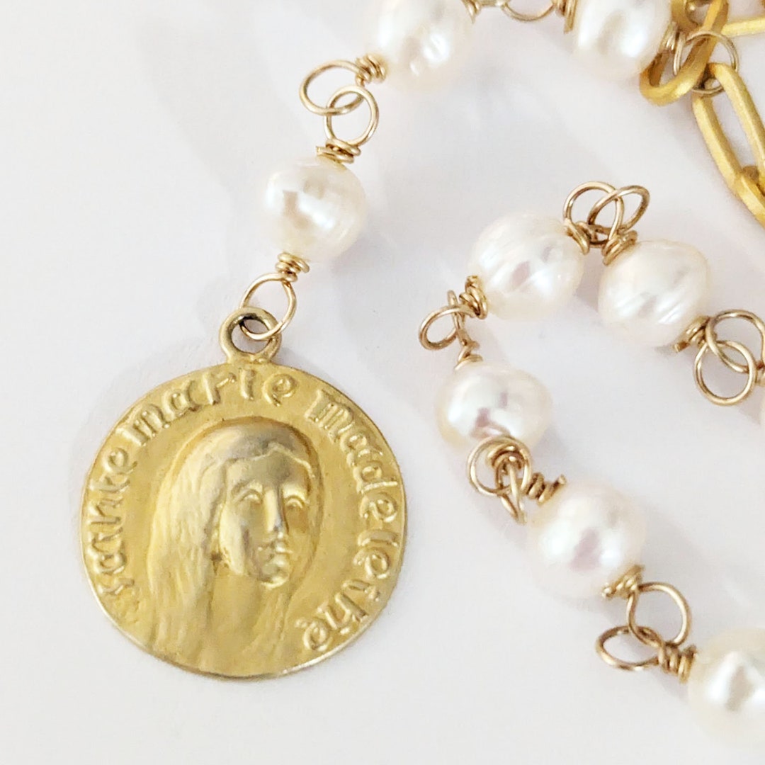 Freshwater Pearl Chaplet St Mary Magdalene 19mm 18K Gold Vermeil - Etsy