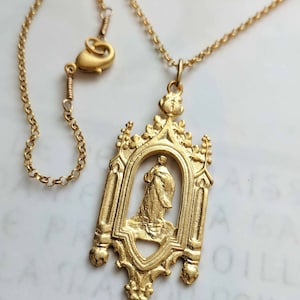 Necklace - Immaculate Conception 22x54mm- 18K Gold Vermeil + 18 Inch ...