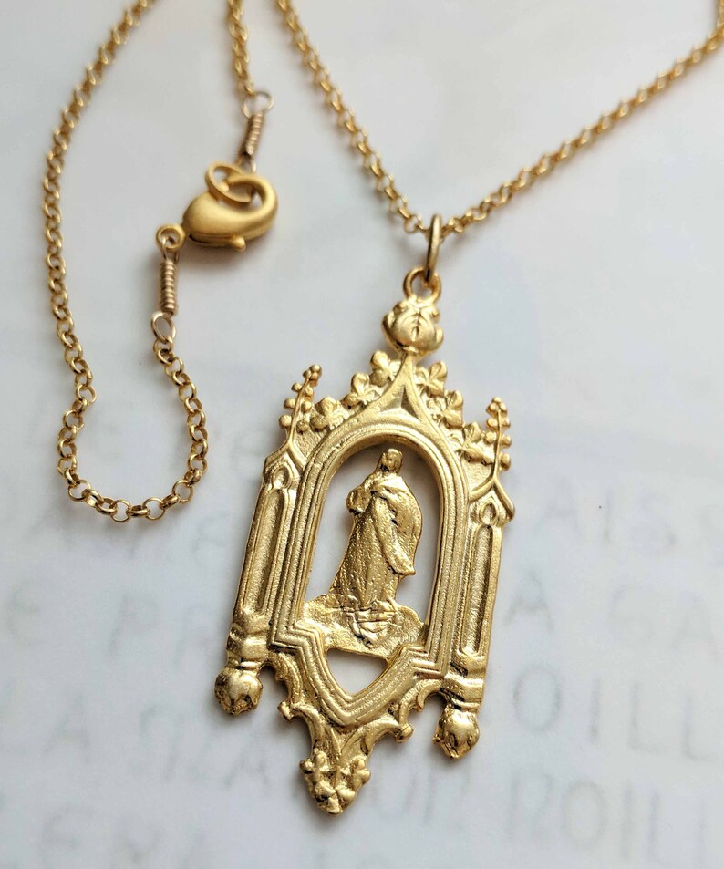 Necklace - Immaculate Conception 22x54mm- 18K Gold Vermeil + 18 Inch ...